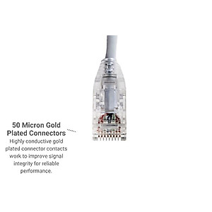 CablesAndKits - Cat6 Slim Snagless 10ft White Ethernet Cable, High-Density PVC Jacket (CM), Pure Copper, RJ45 Computer & Networking Patch Cord - Lifetime Wty