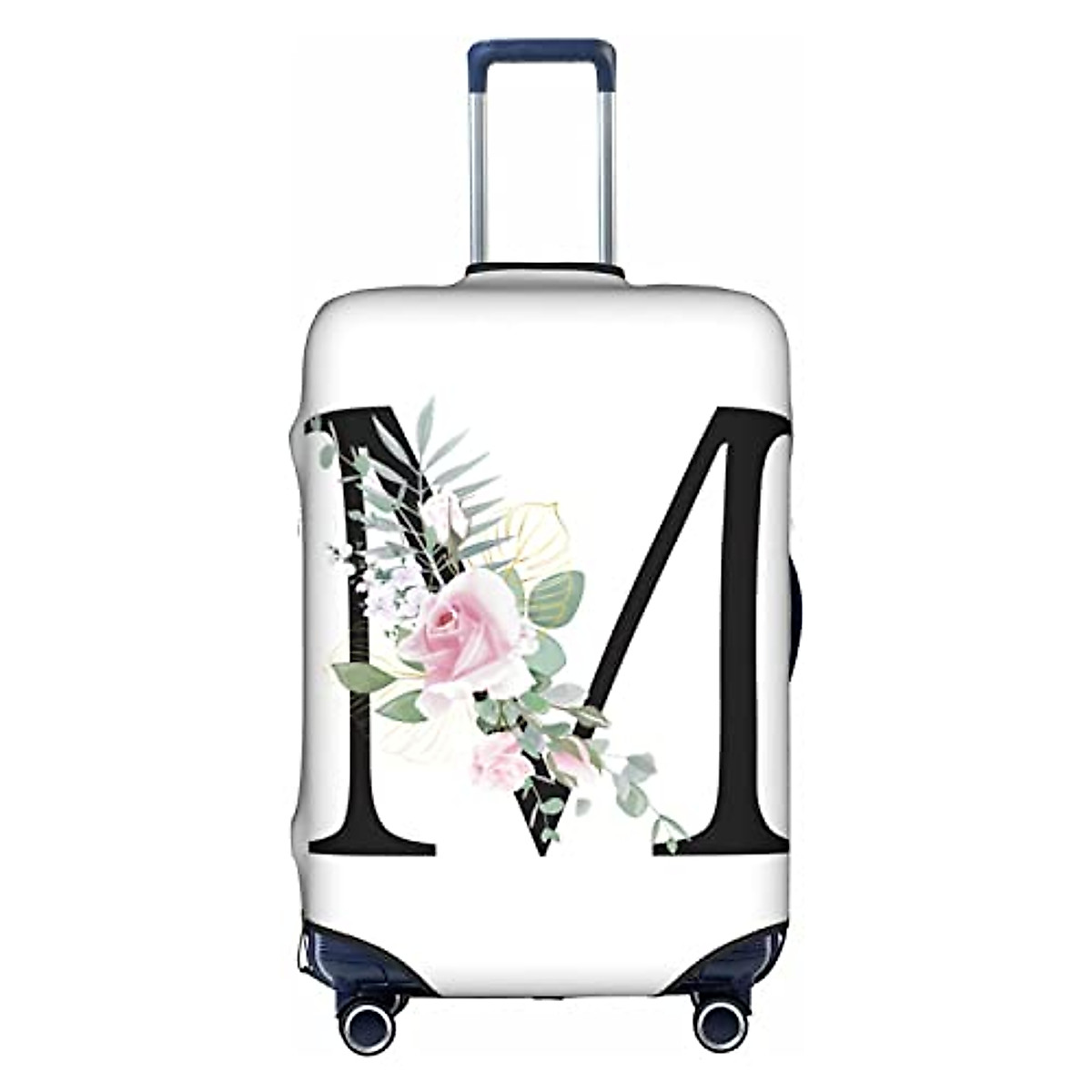 Flower Lette M White Luggage Cover Elastic Washable Stretch Suitcase Protector Anti-Scratch Travel Suitcase Cover for Kid and Adult XL (29-32 inch suitcase)