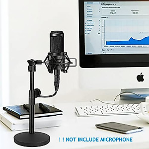 Desk Mic Stand, Adjustable Metal Table Microphone Stand with Shock Mount for Audio Technica AT2020 AT2020USB+ AT2035 ATR2500x Condenser Studio Microphone by Frgyee
