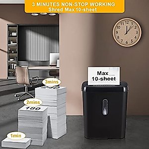 Paper Shredder, 10-Sheet Strip Cut with 3.17-Gallon Basket, P-2 Security Level, 3-Mode Design Shred CD and Credit Card, Durable&Fast with Jam Proof System, Paper Shredder for Home Office (ETL)