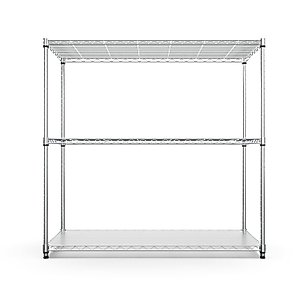 pouseayar 3-Tier Wire Shelving Unit, NSF Metal Shelf with 1050 LBS and Adjustable Storage Shelves, Heavy Duty Steel Organizer Wire Rack for Garage/kitchen/Office 48" H x 48" L x 18" D - Chrome