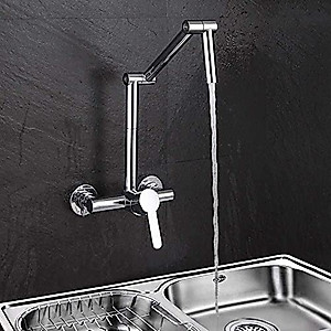 KNKQZXVDF -Taps,Faucet Bathtub Wall-Mounted Faucet Copper Chrome Concealed 360 Degrees Free Rotate Faucet Kitchen Multifunction Fold Cold Heat Water-Tap Taps