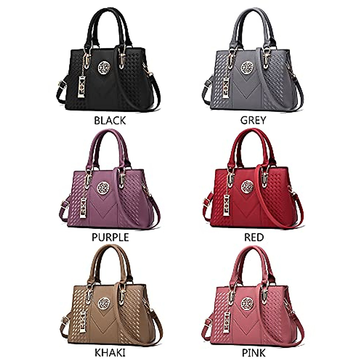 HUIUEITW Purses and Handbags for Women Fashion Ladies PU Leather Top Handle Satchel Shoulder Tote Bags (Black)