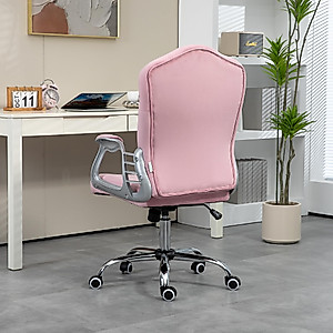 Vinsetto Home Office Chair, Velvet Computer Chair, Button Tufted Desk Chair with Swivel Wheels, Adjustable Height, and Tilt Function, Pink