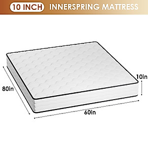 PayLessHere 10 Inch Innerspring King Mattress Medium Firm Hybrid Mattress with Removable Cover CertiPUR-US Certified Bed-in-a-Box Pressure Relief Foam Mattress,White