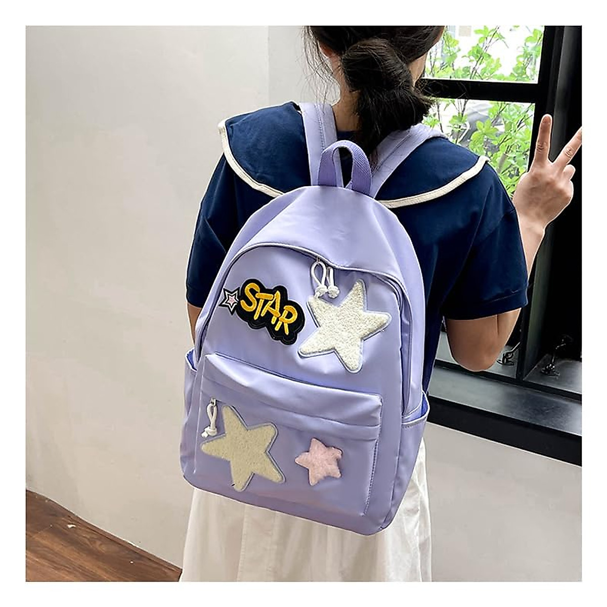 Cute Backpack for Women Men, Kawaii Y2K Design Trendy Colorful Harajuku Hiking Travel Backpack Aesthetic Backpack (Purple)
