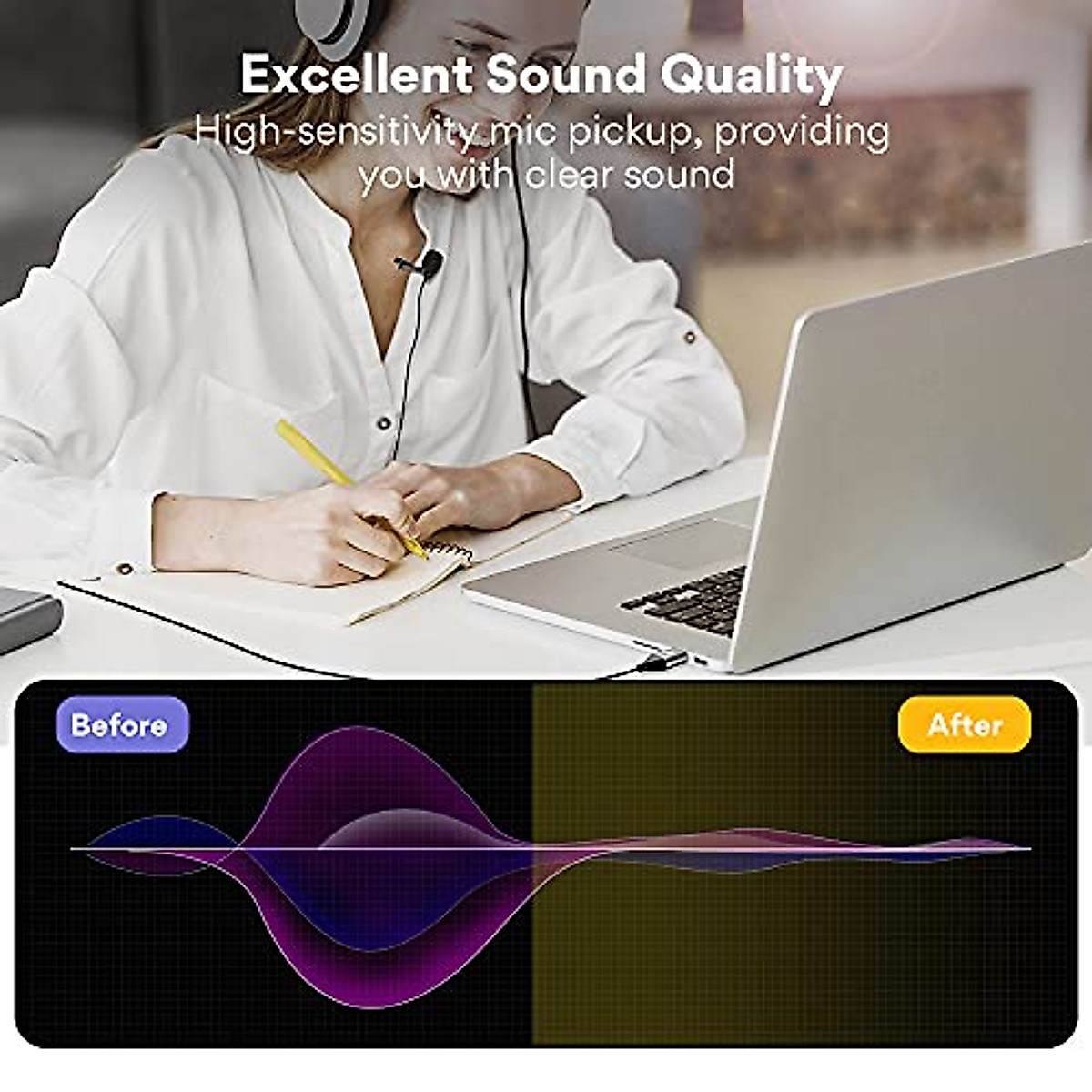 MAONO USB Lavalier Microphone, 192KHZ/24BIT Plug & Play Omnidirectional Lapel Shirt Collar Clip on Mic for PC, Computer, Mac, Laptop, YouTube, Skype, Recording, Podcasting, Gaming, AU-UL10