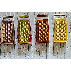 Large Stainless Steel 4 Sides Grater Slicer with Handle, Multifunctional Cutter Planing for Ginger, Garlic, Cucumbers, Carrots, Cheese, Potato, Ergonomic Design Kitchen Gadgets Accessories Gold