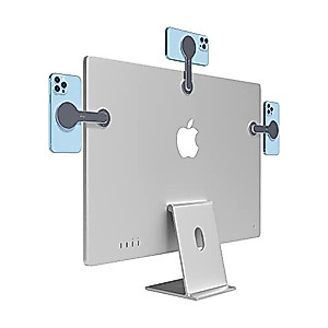 MiLi Magnetic Laptop Phone Holder, Adjustable Monitor Side Mount Phone Holder, Screen Extension Bracket for iMac/MacBook, Compatible with MagSafe for iPhone 12/13/14 Max/Pro/Mini (Dark Gray)