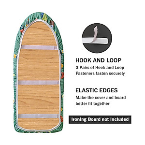 12.5" x 30" Small Tabletop Ironing Board Cover and Pad,3 Pairs of Hook and Loop Fastener Straps,Elastic Edges,Cotton Mini Iron Board Cover with Scorch Resistant Thick Padding