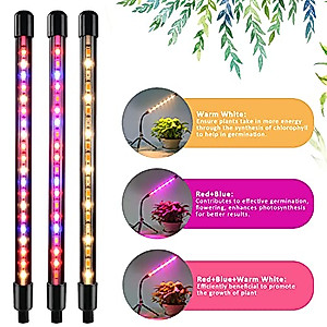 Ldmhlho LED Plant Lights with Small Tripod, Full Spectrum 20 LEDs Grow Lamp with 3H/9H/12H Timing On&Off & 3 Switch Modes and Adjustable Gooseneck for Indoor Plants (No Adapter)
