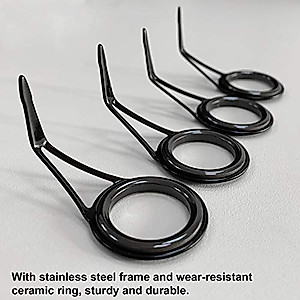 THKFISH Rod Repair Kit Rod Tip Repair Kit Ceramics Tips Stainless Steel Carbon Spinning Rod Guides Fishing Rod Repair Kit Black 35pcs