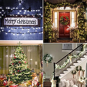 66ft Christmas String Lights, 200 Led Twinkle Fairy Lights String with 8 Modes, Plug in Connectable Fairy String Lights Green Wire, Christmas Decorations for Xmas Tree Party Yard Garden(White)