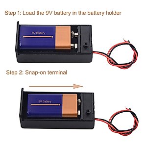 LAMPVPATH (Pack of 2) 9v Battery Holder, 9 Volt Battery Holder with Switch, 9v Battery Case with Switch