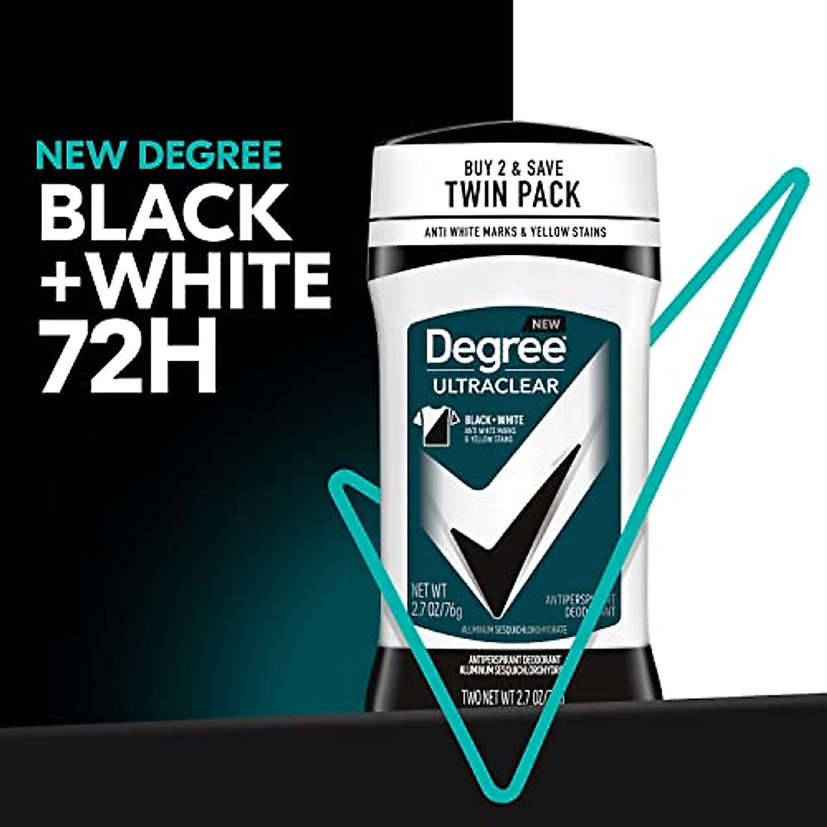 Degree Men UltraClear Antiperspirant Deodorant Black+White 2 Count 72-Hour Sweat & Odor Protection Antiperspirant For Men With MotionSense Technology 2.7 oz
