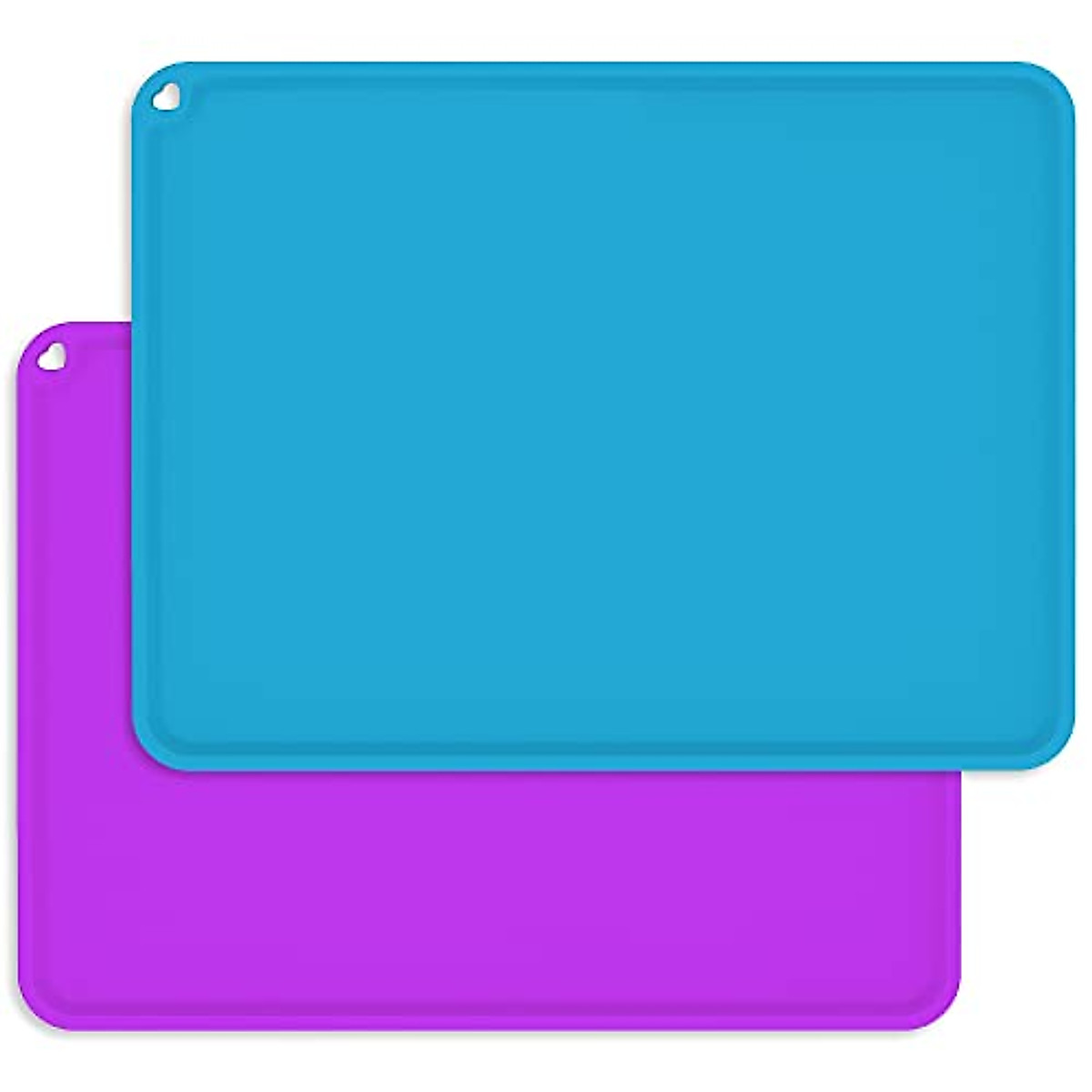 Kids Placemats, Silicone Baby Placemats for Kids Toddler Children Reusable Non-Slip Table Mats, Baby Food Mats for Restaurant, 2 Pack, Purple/Blue