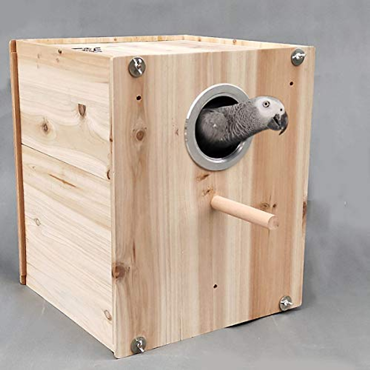 Baluue Bird Incubator Supplies Wooden Bird Nest Anti Bite Ring, ing Box Accessory, Birds Breeding Box Ring, Parrot Bird Hatchery Breeding Box Ring, 85mm (Silver)