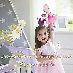 June Garden 12" Enchanted Garden Fairy Doll Elida - Plush Stuffed Soft Doll Girl Gift - Pink Outfit and Wings