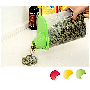 Basicwise Large BPA -Free Plastic Food Saver, Kitchen Food Cereal Storage Containers with Graduated Cap, Set of 3, Pink, Green, and Yellow, QI003216.3L