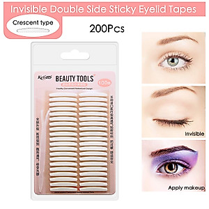 Ultra Invisible Double Eyelid Tape Stickers - 200Pcs/100Pairs Both Side Sticky Instant Eye Lid Lift Strips - Perfect for Hooded Droopy Uneven or Mono-eyelids