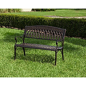 Patio Sense 62441 Simone Cast Aluminum Patio Bench Heavy Duty Rust Free Metal Construction Front Porch, Backyard, Lawn, Garden, Pool, Deck, Outdoors - Antique Bronze Finish