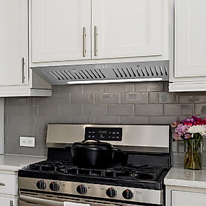 FIREGAS Range Hood Insert 30 inch, 600 CFM Ducted/Ductless Convertible Kitchen Hood with LED Light, Built-in Vent Hood with 3 Speed Exhaust Fan, Baffle Filters, Stove Hood with Carbon Filters