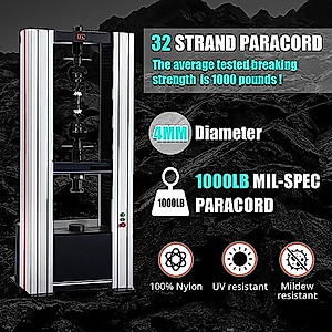 Reflective Paracord Rope 1000Ib - 100ft 200ft 500ft 1000ft 4mm 12 Strand para Cords Lanyard Utility Parachute Cord for Tent Camping Hiking Fishing Survival Tactical Clothesline DIY Projects