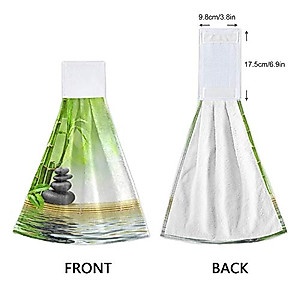 JUNZAN Spa Zen Basalt Rocks Bamboo Kitchen Hand Towel 2PCS Super Soft Absorbent Deco Hanging Tie Towels WashCloth for Bathroom,Mudroom,Laundry Room,Farmhouse,Beach