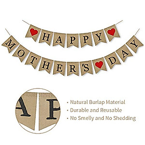 Happy Mothers Day Banner Rustic Mothers Day Party Decoration Supplies | Mothers Day Gifts from Son and Daughter