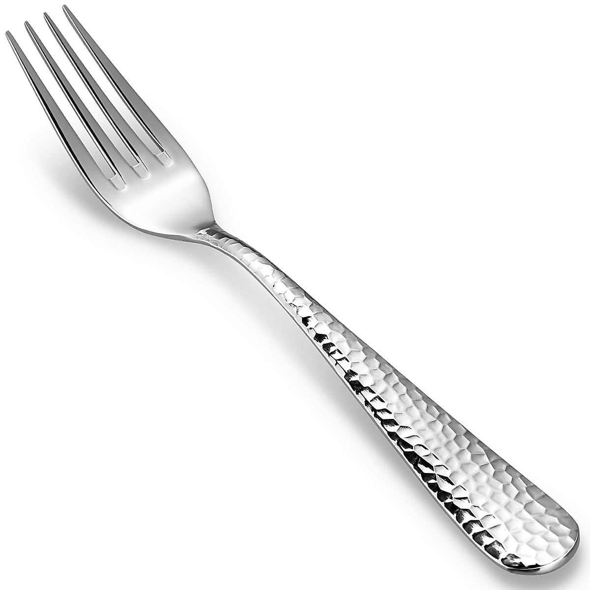 KEAWELL Premium 4-Piece/8-Piece Louise Hammered Fork Set, 18/10 Stainless Steel, Fine Fork Set with Round Edge, Brightly-Mirror polished, Dishwasher Safe. (4, 8" Dinner Forks)
