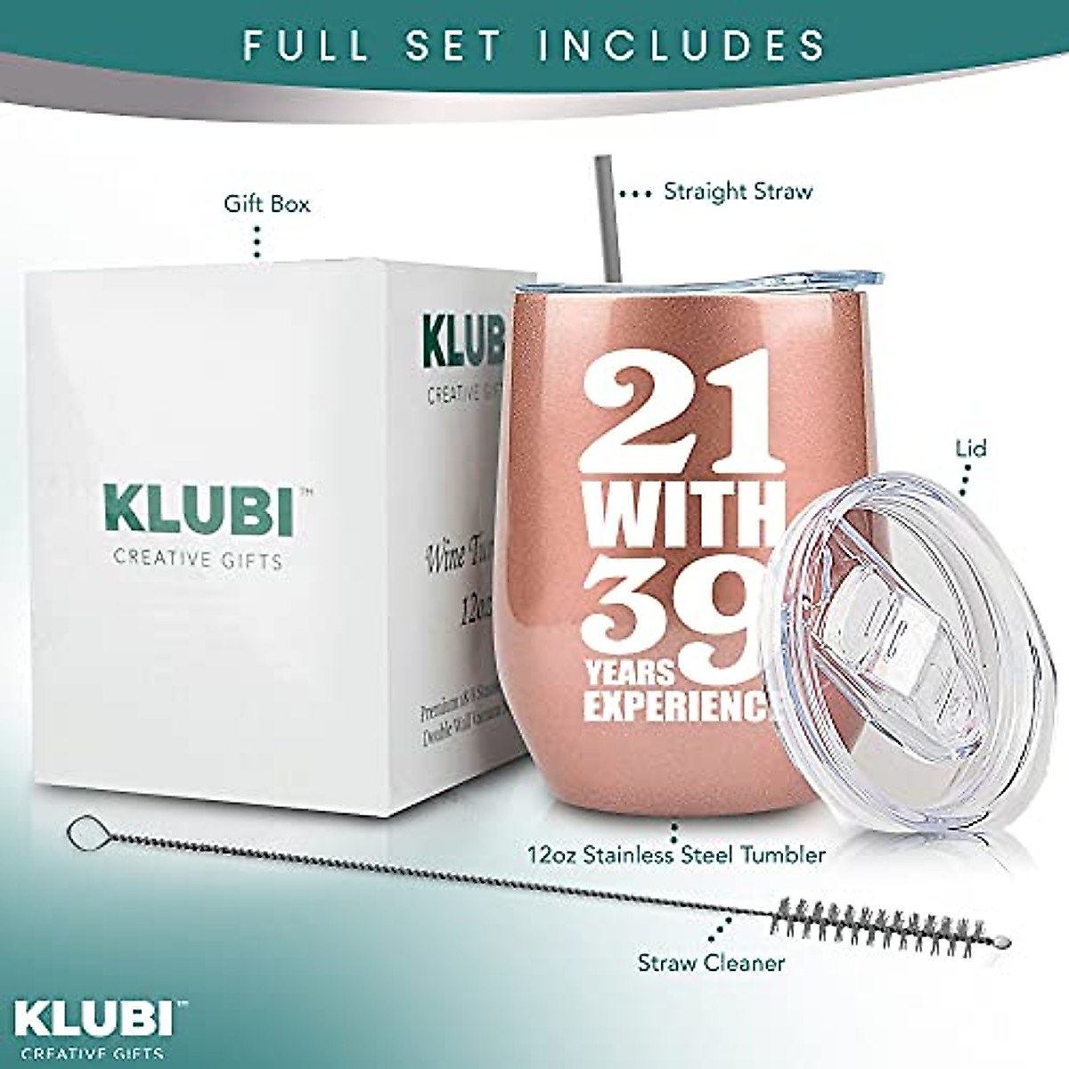 60th Birthday Gifts for Women – 12oz Wine Tumbler Mug – Turning 60, Funny, Unique Gift Idea for Her, Mom