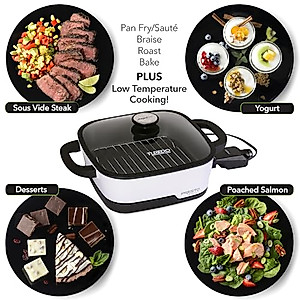 Presto 07118 Tuxedo Precision Multi-Cooker Digital Skillet, 12", White