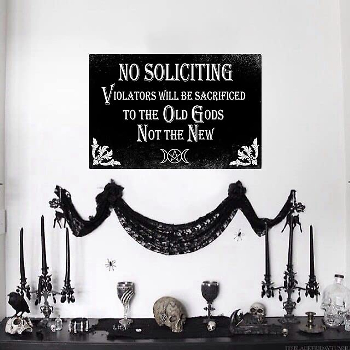 Funny Dark Humor No Soliciting Sign Gothic Room Decor For Home, Bedroom, Kitchen, House 8 x 12 Inch (940)