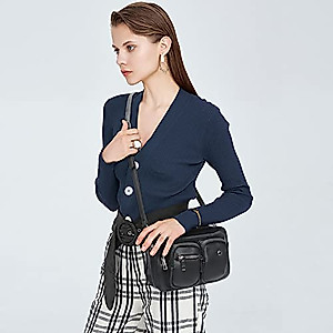 ACUARIO Small Crossbody Bags for Women-PU Leather Handbag Shoulder Strap Bags Purses (22165-Black)