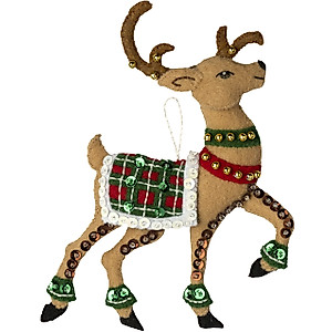 Bucilla Felt Applique 6 Piece Ornament Making Kit, Festive Reindeer, Perfect for DIY Arts and Crafts, 89299E