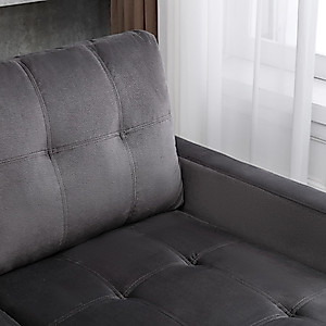 Polibi 76.8'' Pull Out Sleeper Reversible Sectional Storage Sofa Bed,Convertible Velvet Corner Sofa Bed and L-Shape 2 Seat Sectional Chaise with Storage,Sleeper Sofa for Living Room,Dark Grey