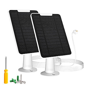 6W Solar Panel Charger Compatible with Google Nest Camera Outdoor & Indoor (Battery Version), Solar Power for Google Nest Cam, IP65 Weatherproof, w/Secure Wall Mount & Screwdriver, 13ft Cable, 2 Pack