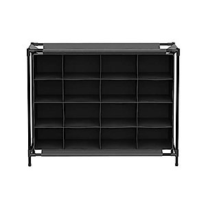 Lavish Home Shoe Organizer - 16 Shoe Cubby Storage Rack for Tennis Shoes, Sneakers, and Heels - Space Saving for Bedroom, Entryway, Closet (Black)
