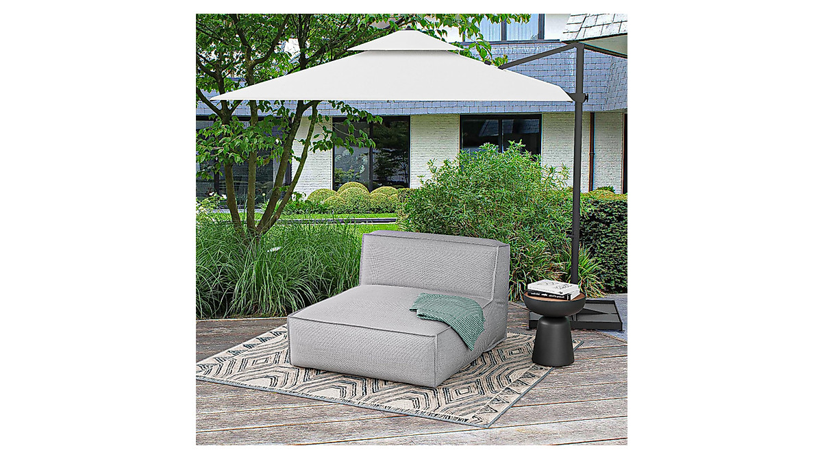 Cozy 2-Person Outdoor Chaise Lounge Chair - Light Gray