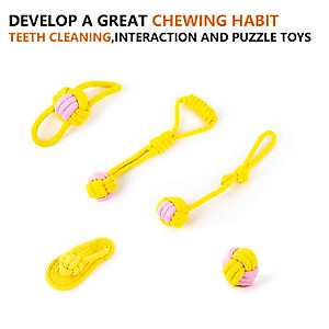 UNIWILAND 7 Pack Dog Chew Toys Pack for Dogs, 2 Cute Dog Squeaky Dog Toys with 5 Ropes Puppy Chew Toys, Puppies Teething Chew Toys, Cute Plush Dog Toys for Medium Small Dogs Boredom (Cute Monkey)