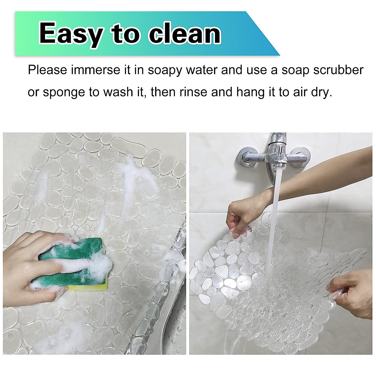 2 Pack Kitchen Sink Mat Pebble Sink Mats for Stainless Steel Sink, PVC Eco-friendly Sink Protector for Bottom of Kitchen Sink, Porcelain, Dishes and Glassware, Fast Draining, 15.8 x 11.8 In (Clear)