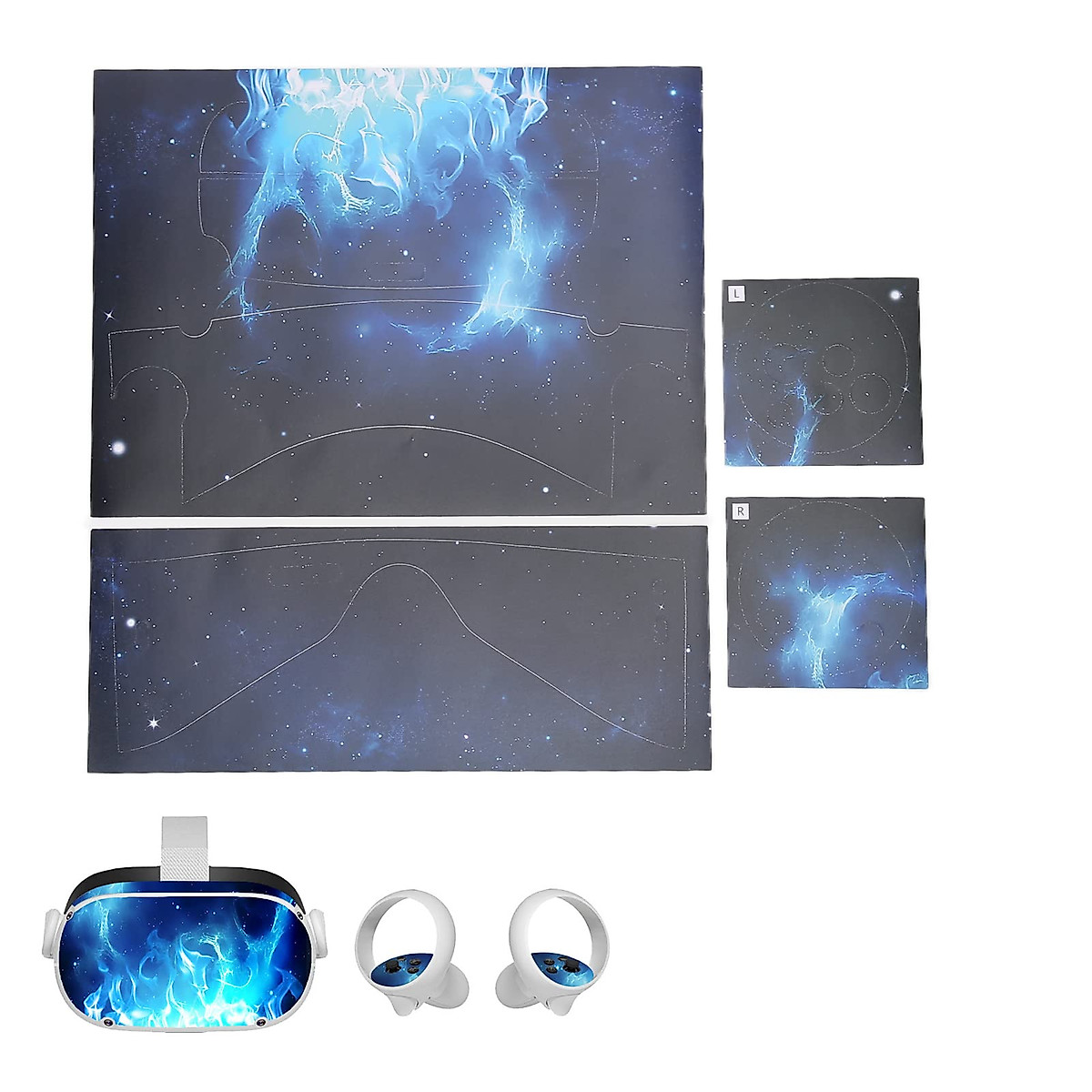 VGEBY VR Glasses Skin Stickers,Protective Skin Decals PVC Removable Glasses Sticker Controller Skin Stickers for Quest 2 Accessories (Blue Fire ) Other Children'S Outdoor Toys