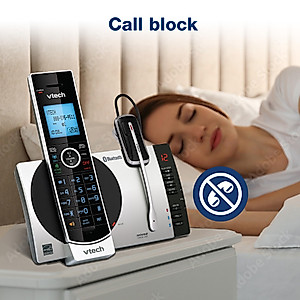 VTech Connect to Cell DS6771-3 DECT 6.0 Cordless Phone - Black, Silver, 6.9" x 4" x 6.6"