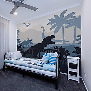 funlife Large Fabric Wall Decal Peel and Stick, Nordic Style Original Hand Drawn Dinosaur Wall Mural Wallpaper Wall Sticker for Kids Room Living Room Playroom, 94.49" x 78.74"