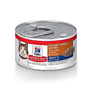 Hill's Science Diet Wet Cat Food, Adult 7+ for Senior Cats, Savory Turkey Recipe, 2.9 oz Cans, 24 Pack