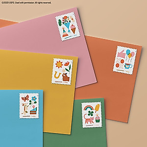 Thinking of You (Sheet of 20) Postage Forever Stamp US First Class Letter Card Flower Stickers Birthday Anniversary Wedding Celebrate 2023 Scott #5803-5807