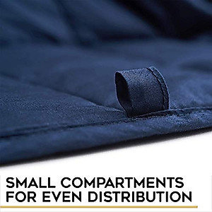YnM Weighted Blanket with Cotton Duvet Bundle | 60''x80'' 15lbs, Suit for One Person(~140lb) Use on Queen/King Bed | Navy