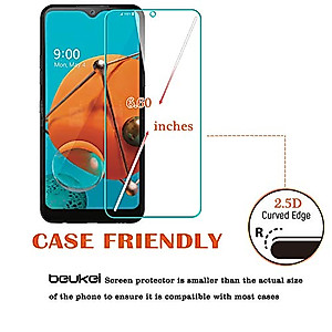 beukei (3 Pack) Compatible for LG K51 Screen Protector Tempered Glass, for LG Q51/ LG Reflect Screen Protector, Anti Scratch, Bubble Free
