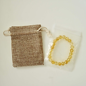 PSEEHEE Natural Chakra Healing Crystal Bracelet, Semi-Precious Gemstone Beads Stretch Women Men Jewelry (Yellow Citrine) (8mm) (8mm Yellow Citrine)