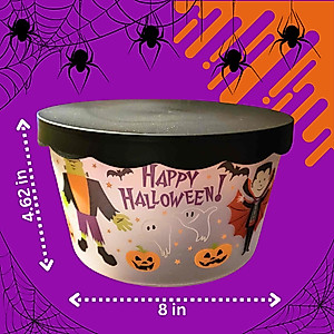 Halloween Plastic Containers with Lids, Food Storage Candy Box for Trick or Treating Cookies Jar Goodies Bucket Snack Party Favor Decor Pumpkin Bat & Ghost Themed, Pack of 3(Black Orange Green)